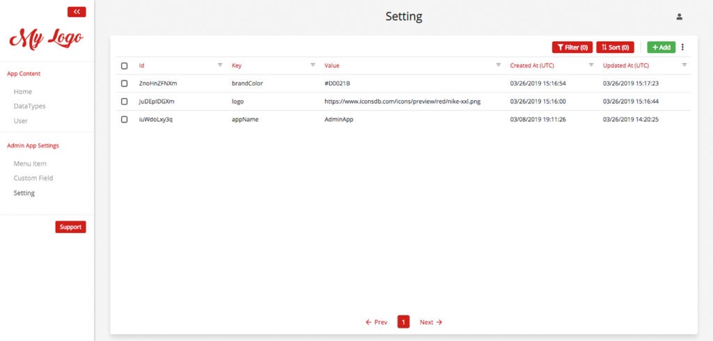 Admin App: Custom Layout and All datatypes