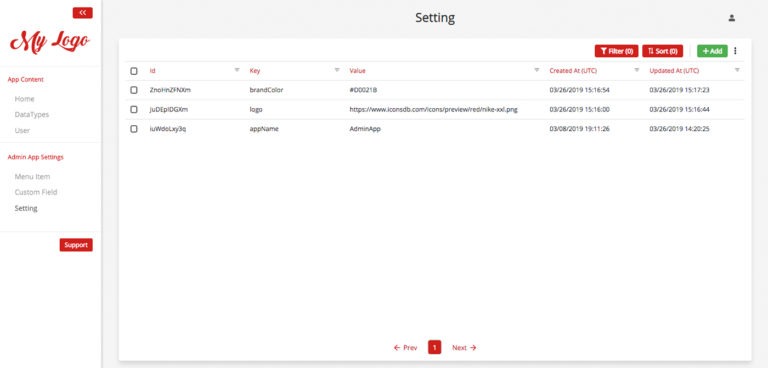 Admin App: Custom Layout and All datatypes