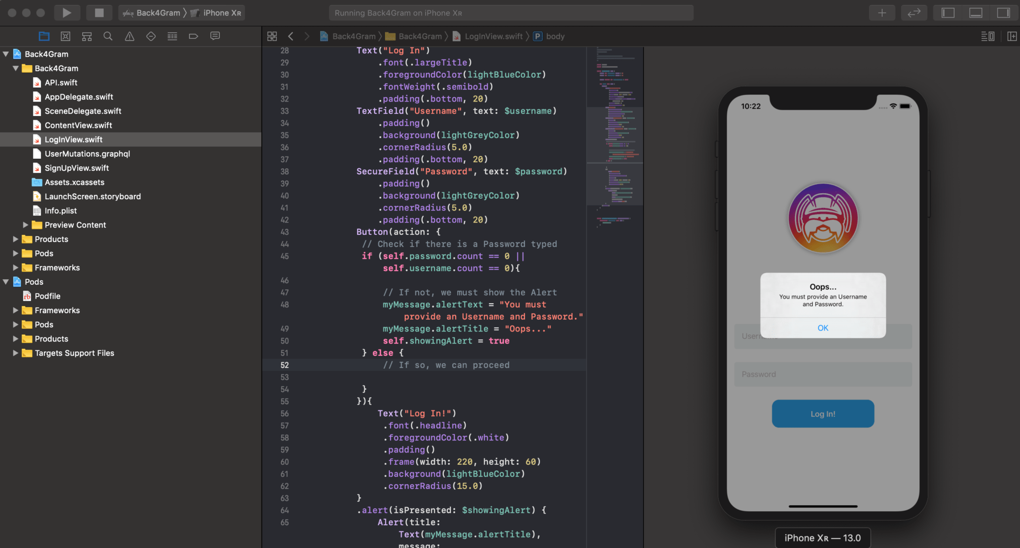 Instagram clone - SwiftUI & GraphQL - Login