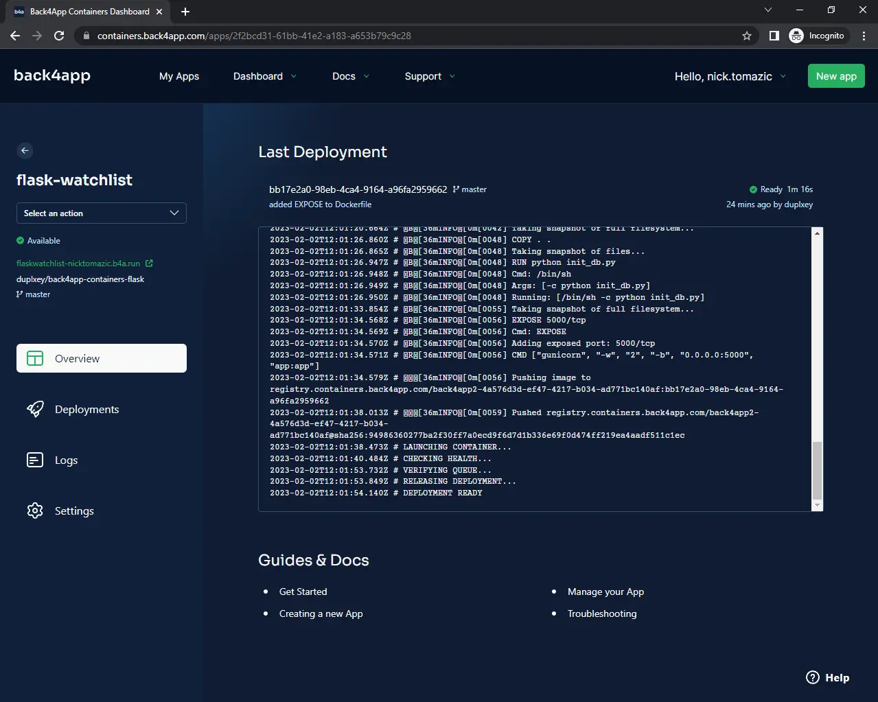 deployment-success | Your Application's Backend, Simplified