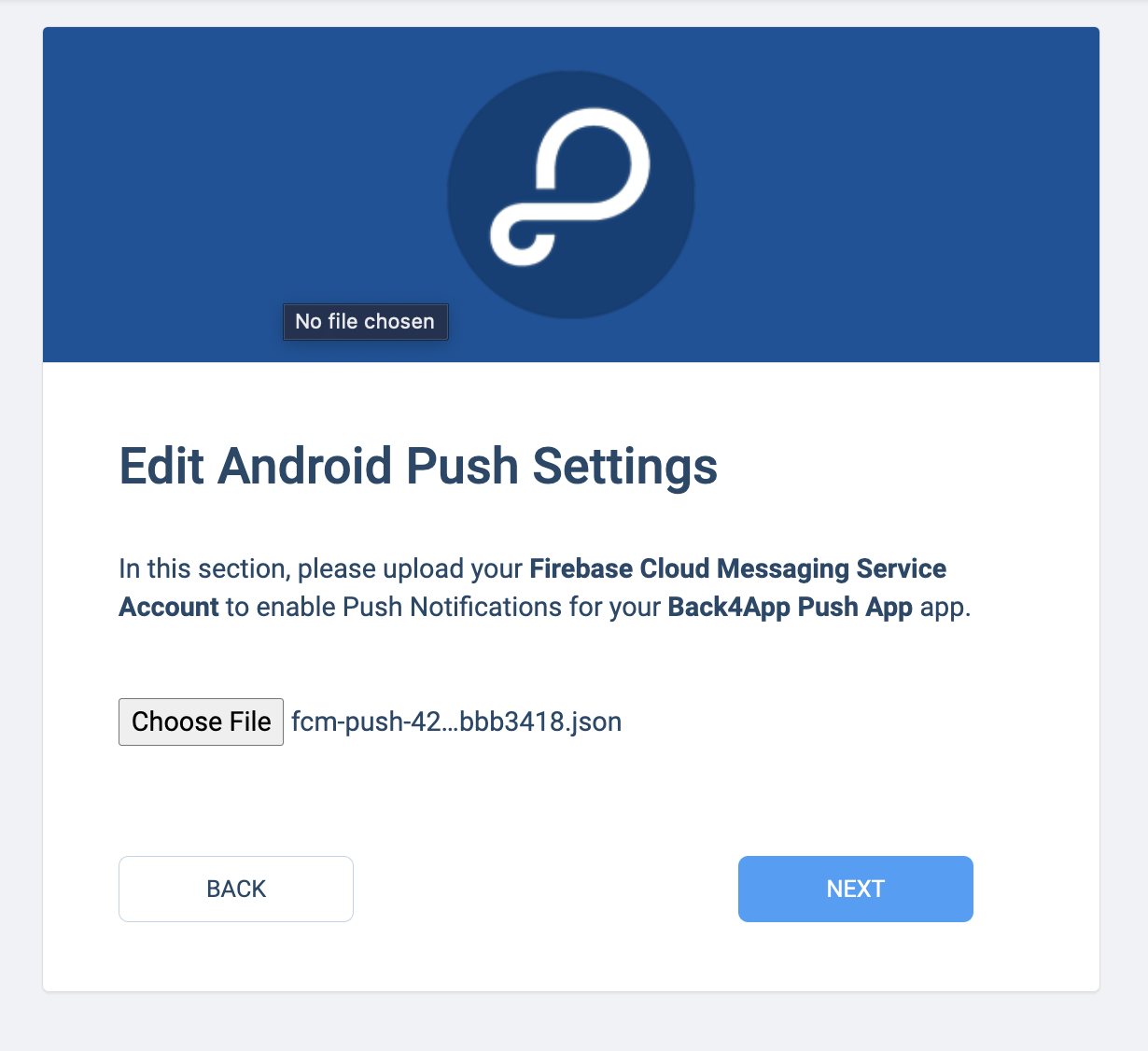 dashboard_back4app_push_choose_file | Your Application's Backend, Simplified