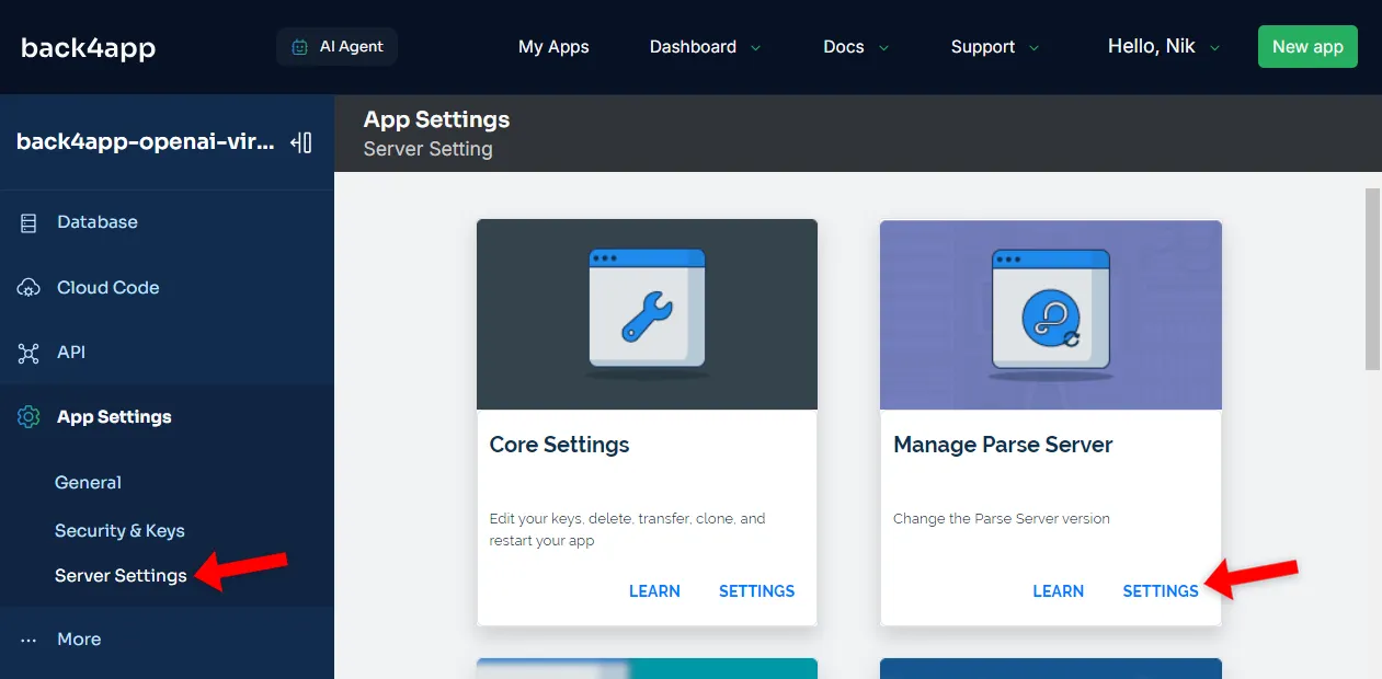 back4app-app-settings-1 | Your Application's Backend, Simplified